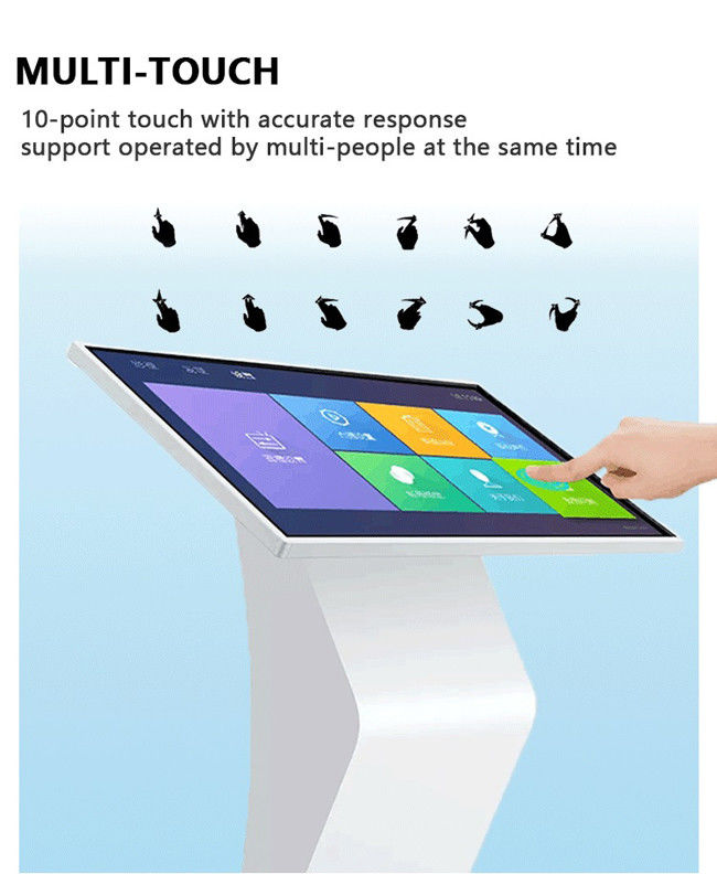 Information Horizontal Touch Screen Kiosk 65'' Digital Interactive Wayfinding