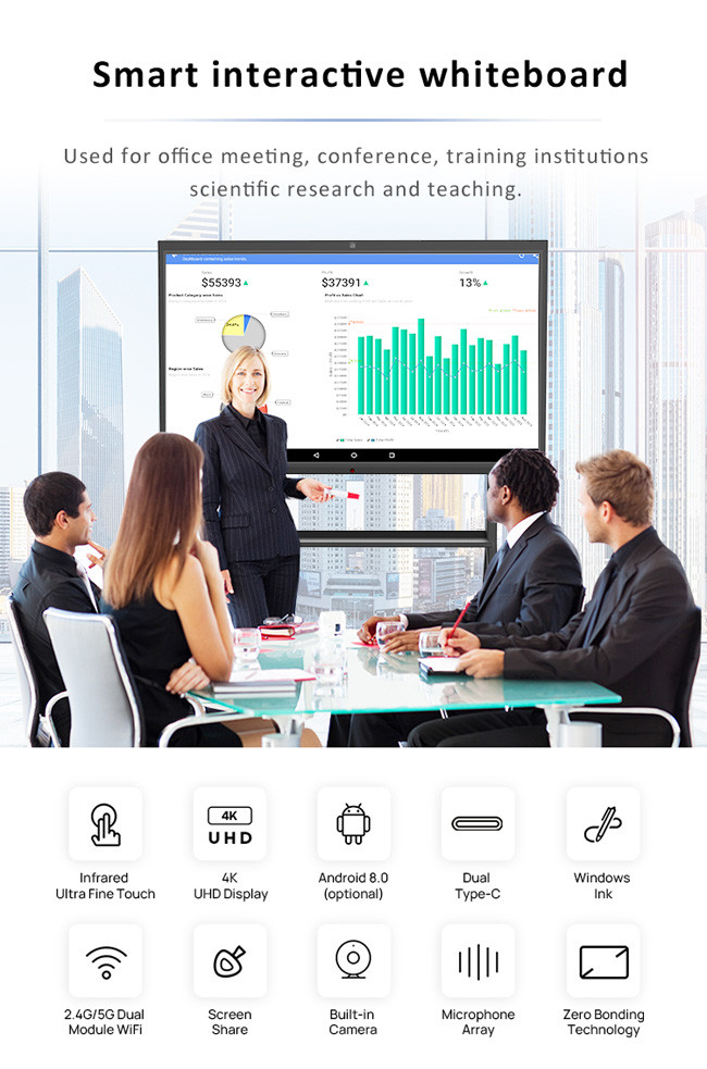 All In One Interactive Flat Panel 70 Inch Touch Screen Monitor