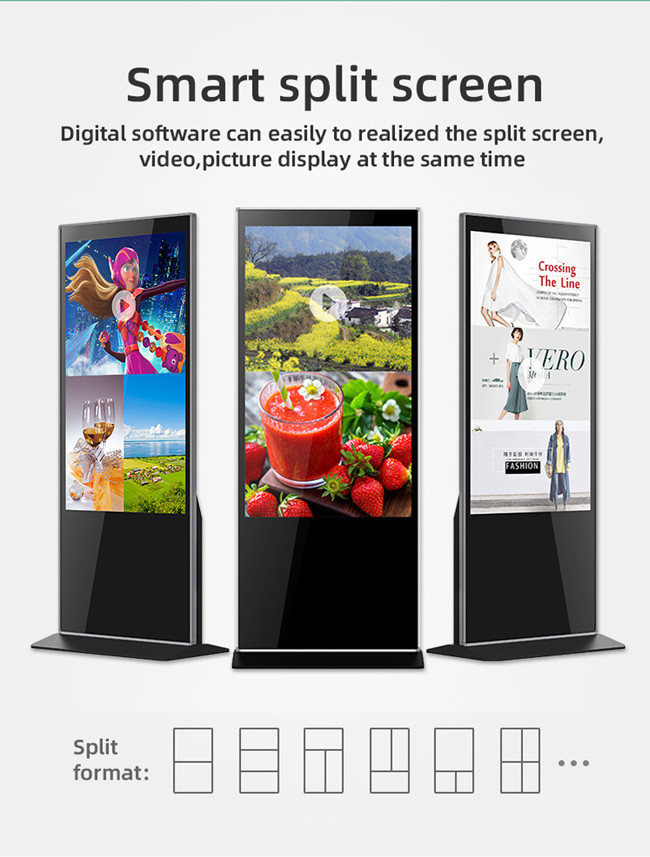 49In Vertical Digital Signage 2ms Floor Standing Touch Screen Kiosk
